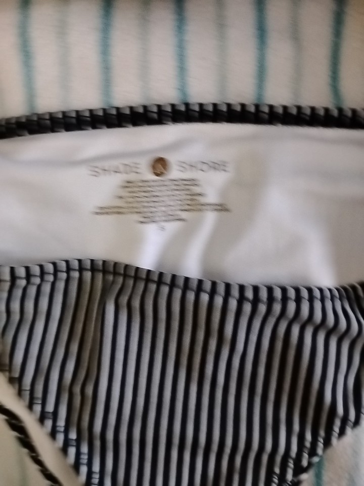 Shade & Shore Set Blk and White Striped Bikini Top 32B Cheeky Bottom Sm ...