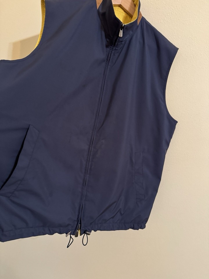 Loro Piana Storm System Rain Wind Reversible Vest Navy Blue Yellow XL ...