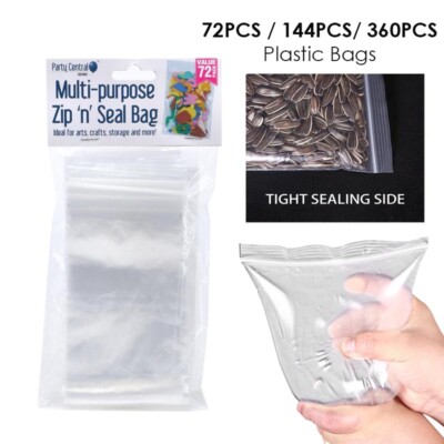 Up to 360pcs Small Bags Plastic Clear Baggie Grip Zip Lock Resalable ...