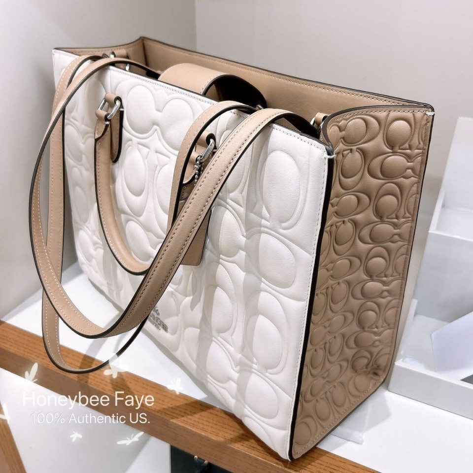 NWT Coach Maggie Tote Bag In Blocked Signature Leather CY673/CY672 | eBay