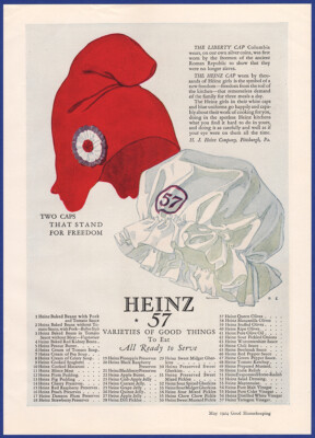 Vintage 1924 HEINZ 57 Varieties Food Kitchen Art Décor Ephemera 1920's ...