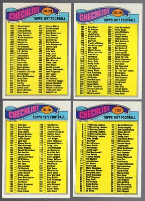 1977 Topps Lot of 4 FOOTBALL CHECKLISTS NM+ UNCHECKED 67 256 332 417 | eBay
