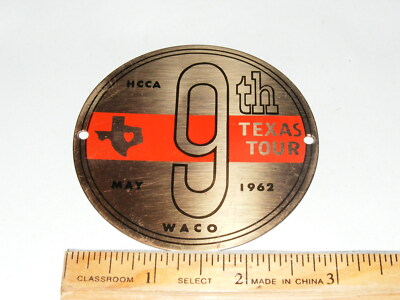 Vtg 1962 TEXAS WACO TOUR HCCA CAR EMBLEM AUTO BADGE | eBay