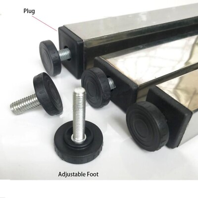 Square Tube Inserts End Caps Adjustable Table Foot Furniture Leveling ...