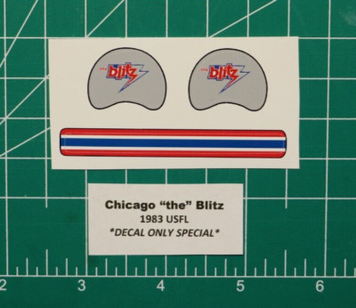 1983 Chicago (the) Blitz USFL Football Gumball Helmets *DIECUT DECALS ...