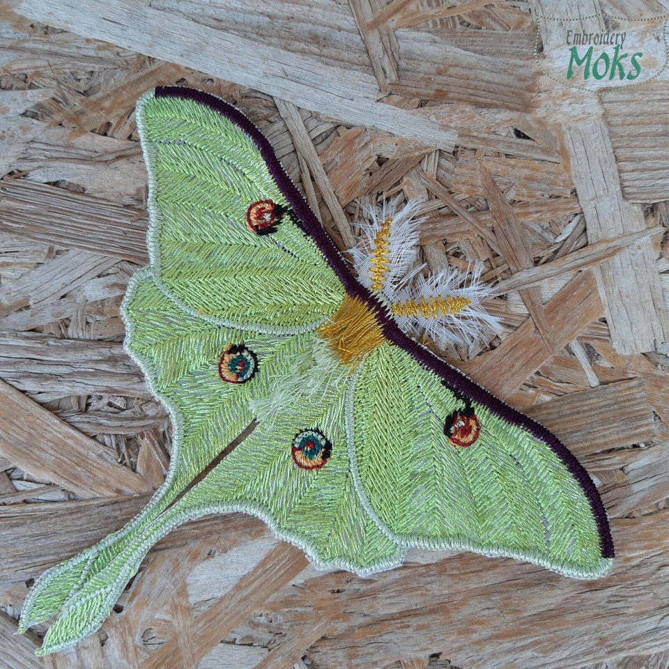 Luna Moth Butterfly Handmade Sew-On Embroidered Patch | eBay