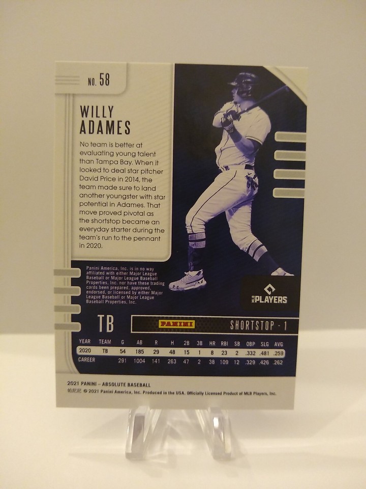 2021 Panini Absolute Holo Silver Willy Adames #58 Insert Baseball Card ...
