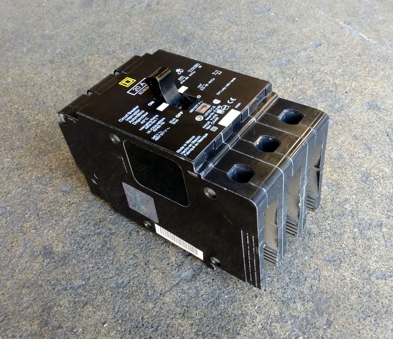 Square D EDB34020 3P 20A 480V Molded Case Circuit Breaker | eBay