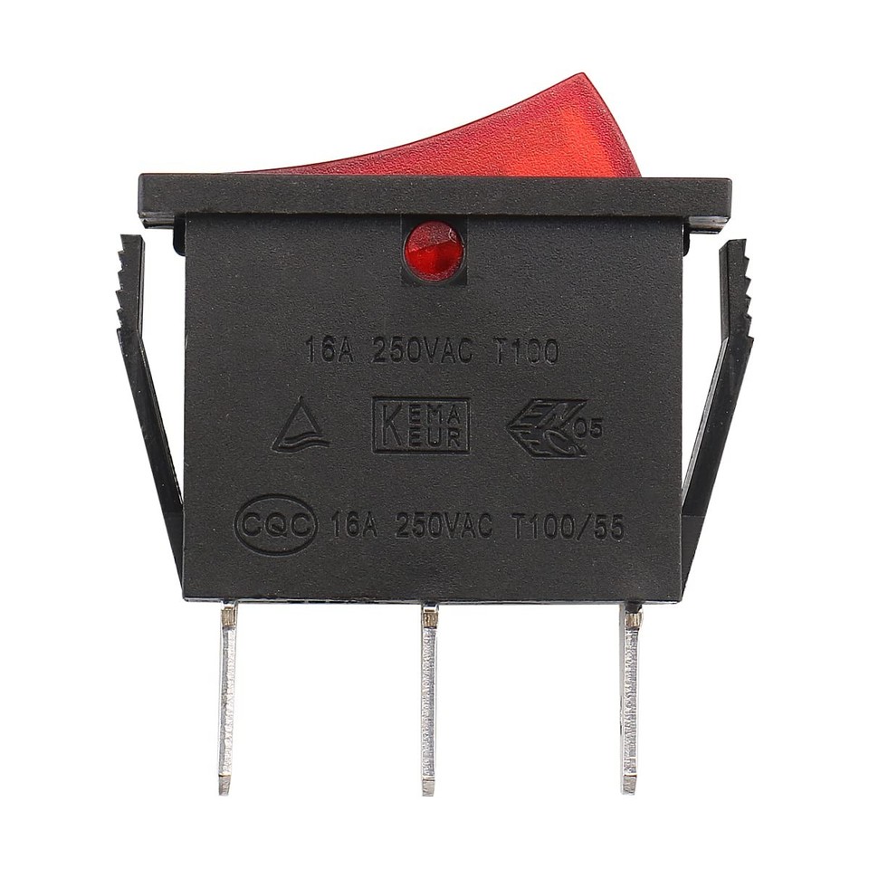 5-Pack Rocker Switch with Red Light, ON/Off SPST 3 Pin 16A/250VAC 16A ...