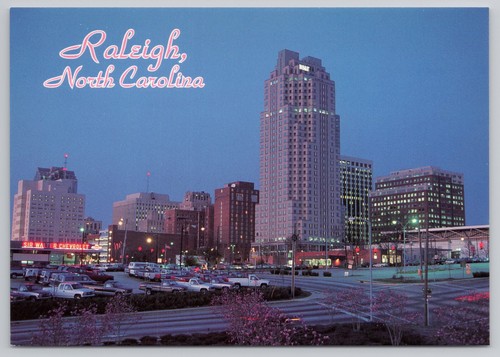 Raleigh North Carolina NC Night Skyline Street Aerial View Postcard | eBay