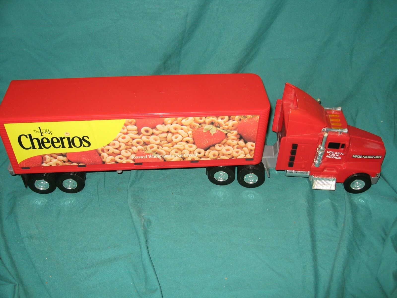 Vintage Cheerios cereal 22" Plastic red Toy Semi Freight Truck Funrise ...