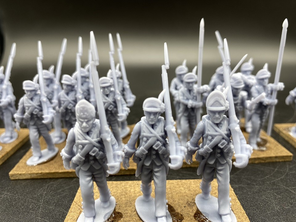 40mm, 3D Printed, AWI, Colonial Light Infantry Marching (24), Black ...