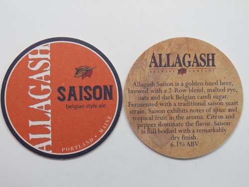 Beer Pub Coaster ~ ALLAGASH Brewing Belgian Style Saison Ale ~ Portland ...