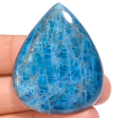 Natural Blue Apatite Pear Shape Cabochon Loose Gemstone 94 Ct 42X35X6mm ...