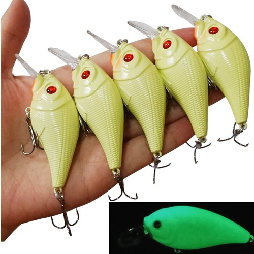 5PCS Glow Fishing Lures Luminous 11g 7cm Minnow Artificial Swimbait ...