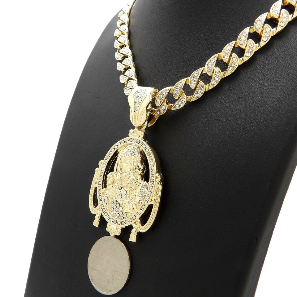 Hip Hop Zig Zag Pendant & 10mm 18" 20" 24" Iced Cuban Chain Bling ...