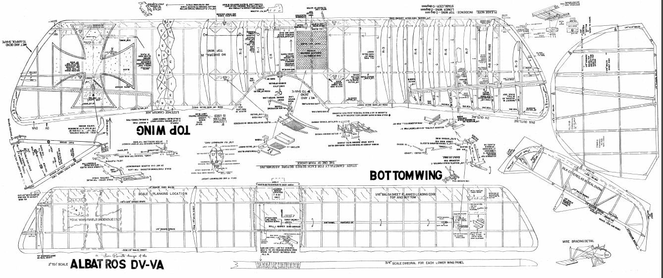 WWI Albatros 58 inch Wing Span Giant RC Model AIrplane Printed Plans | eBay
