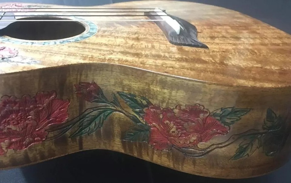 Blueberry Handmade Tenor Ukulele Floral Motif Pre-Order 90 Days | eBay