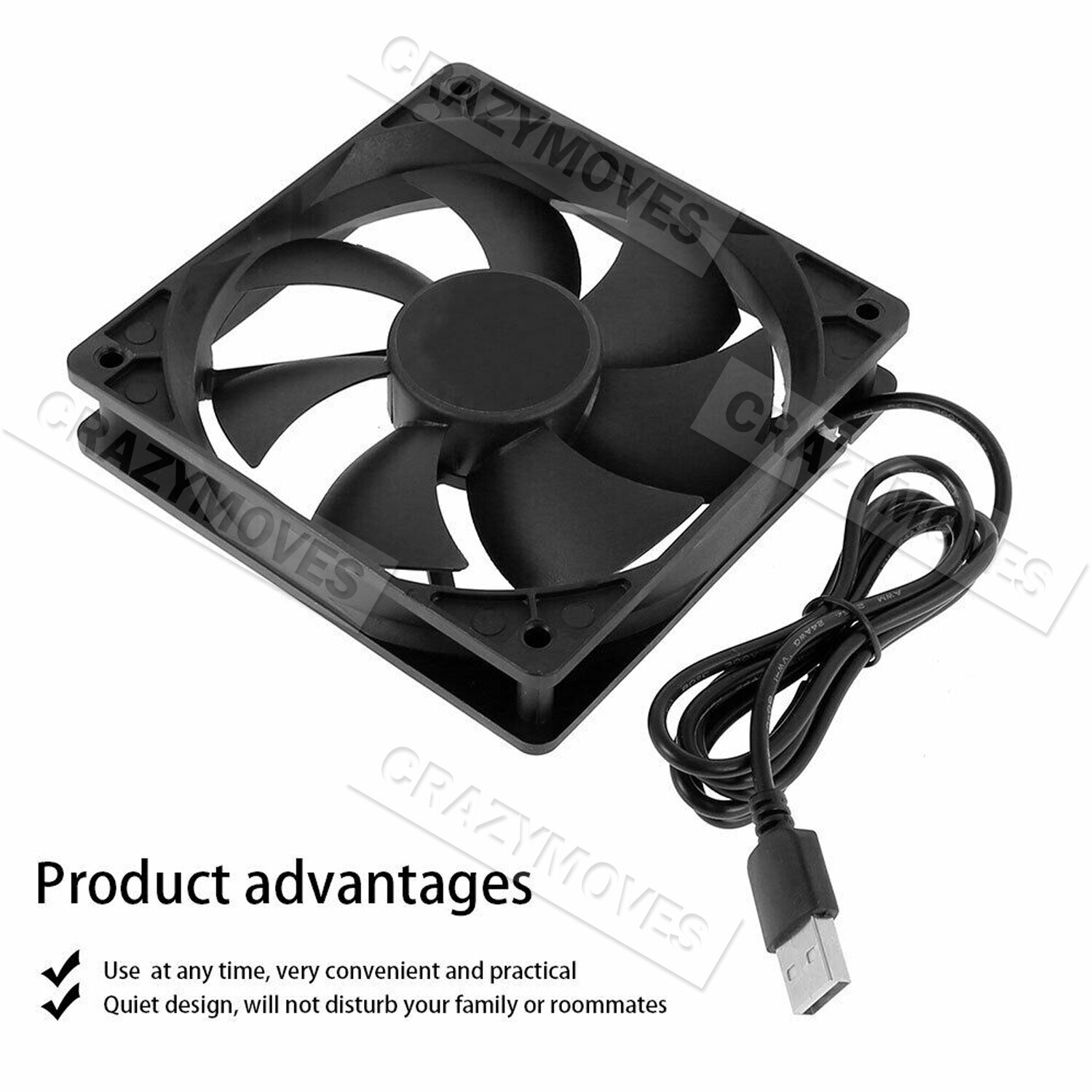2PCS 120mm USB Cooling Fan Silent Fan Computer Case PC CPU Case DC 5V ...