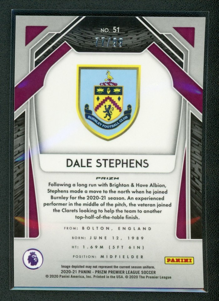 2020-21 DALE STEPHENS 77/99 PANINI PRIZM PREMIER LEAGUE BREAKAWAY ...