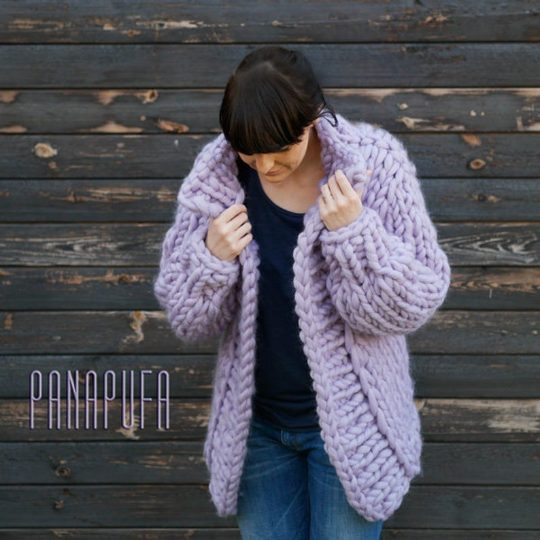 Strickjacke Chunky Cardigan Strickmantel MerinoWolle Wollmantel ...