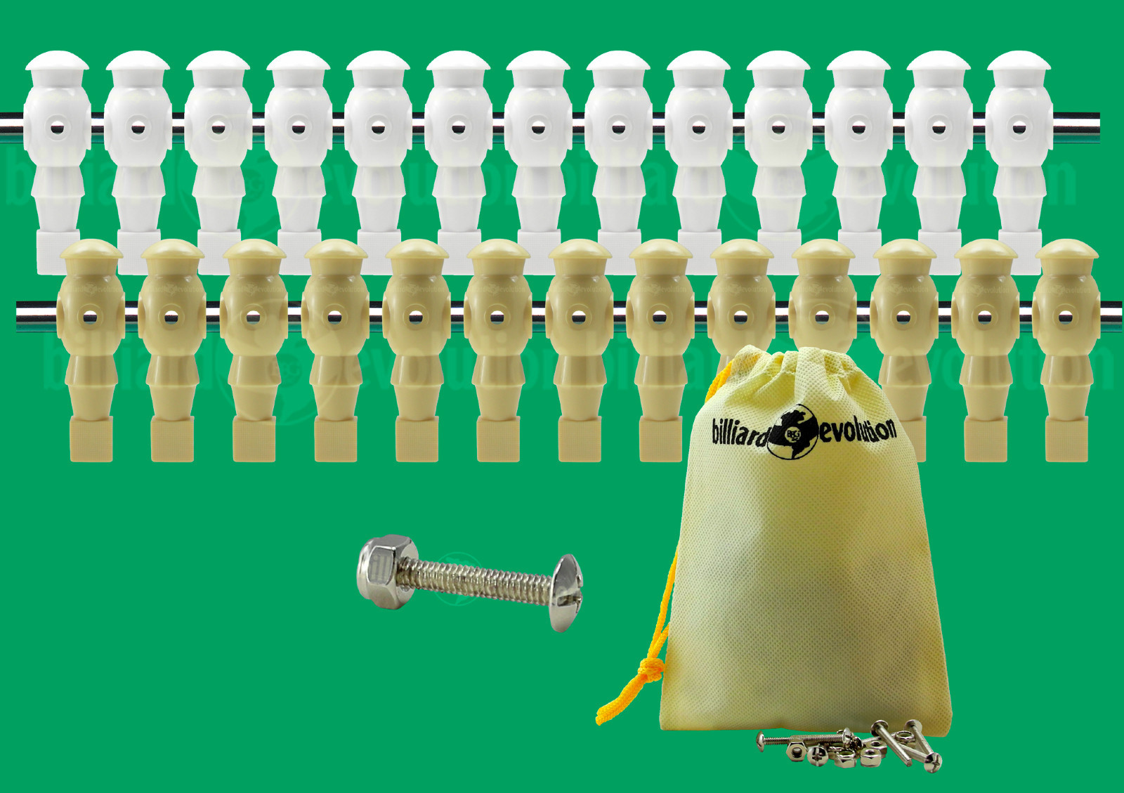 13 White/13 Tan Robotic Style Foosball Men for a 5/8" Rod + 26 Screws ...