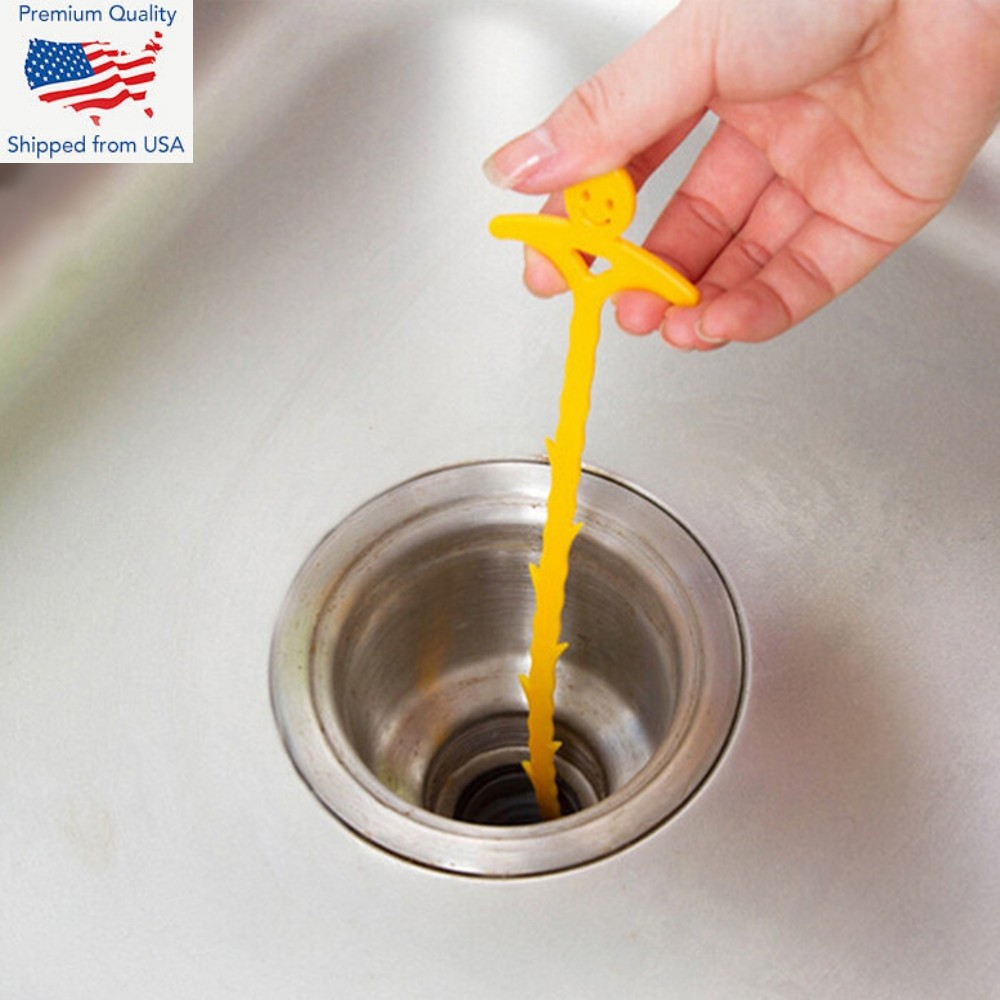 Drain Stick Hair Clog Remover Plastic Hook Hand Snake Easy Plumbing ...