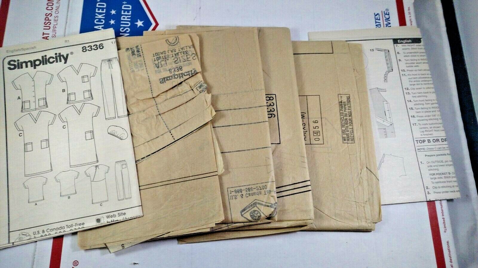 Simplicity Misses Scrubs Medical Nurse Surgical Sewing Pattern 8336 AA ...