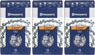 3 Pack 24" C83 X-Cut Chainsaw Chain, 3/8" .050" 84 DL, Made in Sweden ...