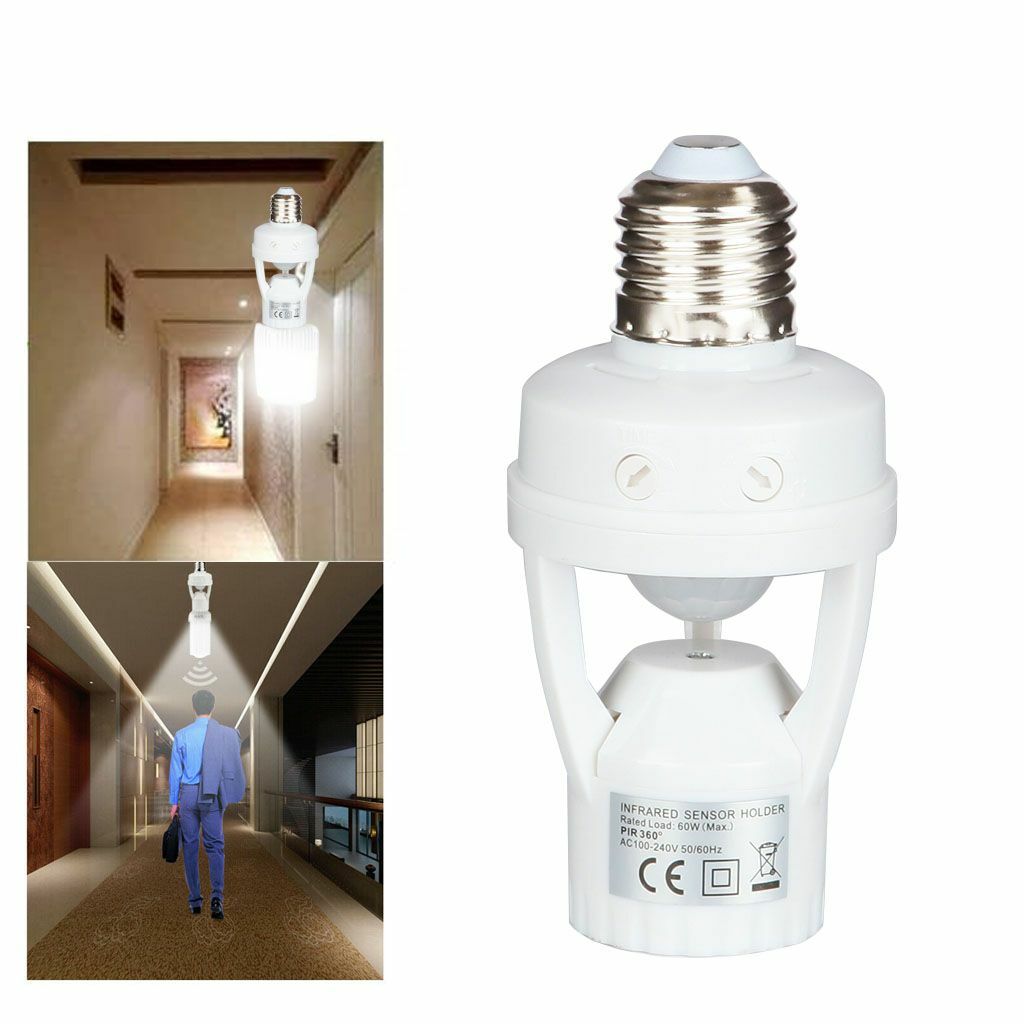 E27 Infrared PIR Motion Sensor LED Light Lamp Bulb Holder Socket Switch ...