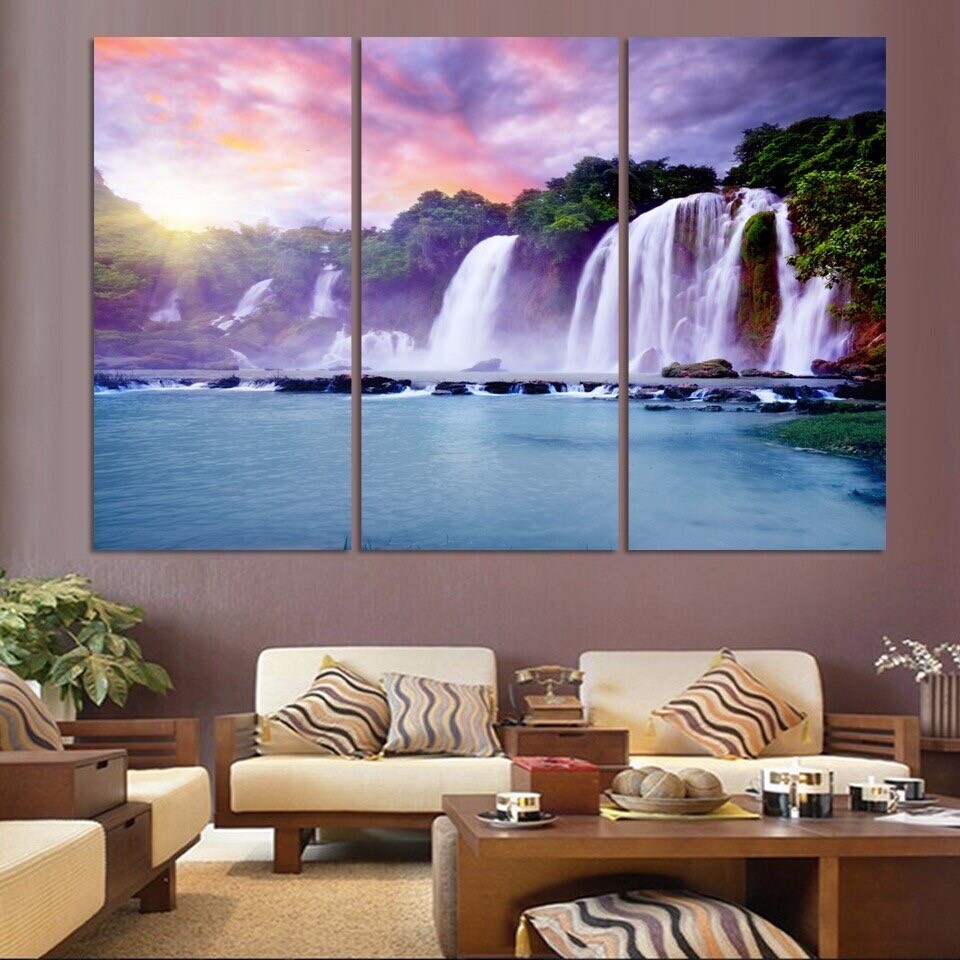 Nature Waterfall Wall 24"x36" Forest Waterfall Wall Art Autumn
