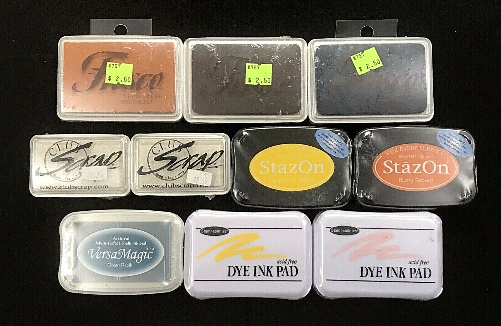 LOT OF 10 - ASSORTED INK PADS - BRAND NEW - CLUB SCRAP, STAMPABILITIES ...