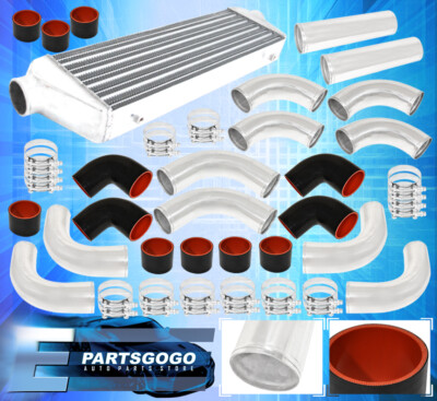 Tube & Fin Front Mount Intercooler Fmic + 64mm Aluminum Pipe Piping Kit ...