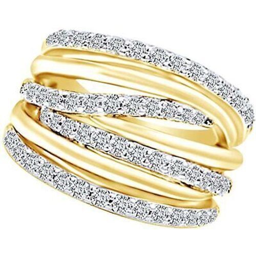 Round Simulated Diamond Multi Row Eternity Band Ring 14k Gold Plated | eBay