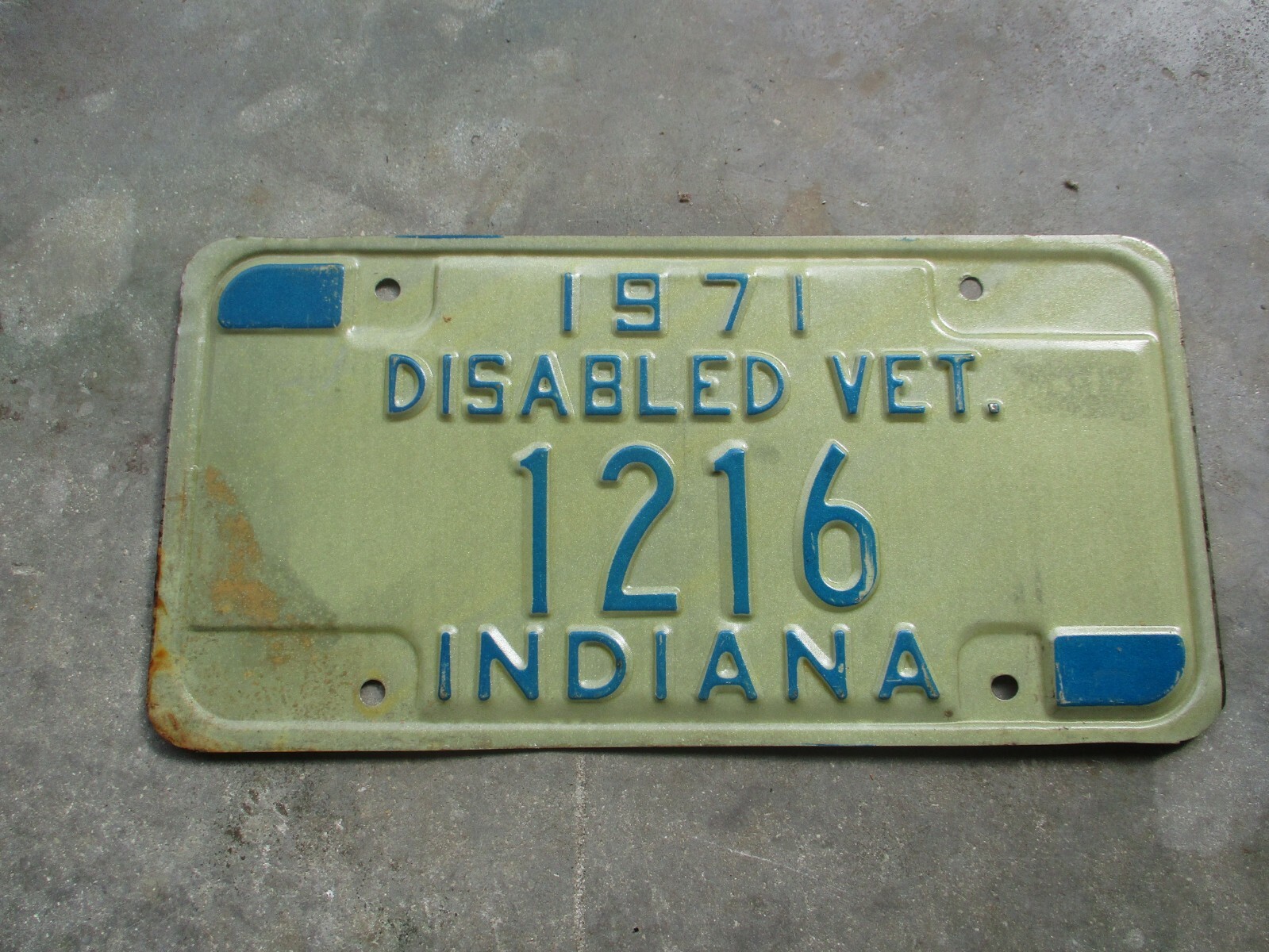 Indiana 1971 Disabled Veteran license plate # 1216 | eBay