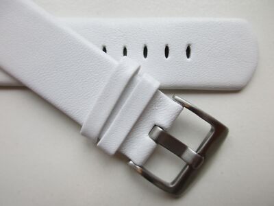 White unstitched untapered 21 MM leather watch band strap | eBay
