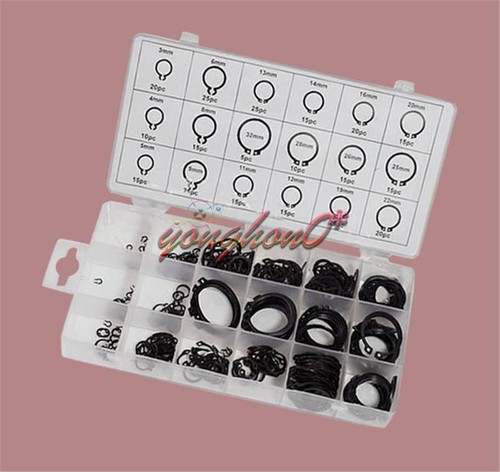300pcs Snap Retaining Ring Assortment Kit 18 Different Sizes 3mm-22mm ...