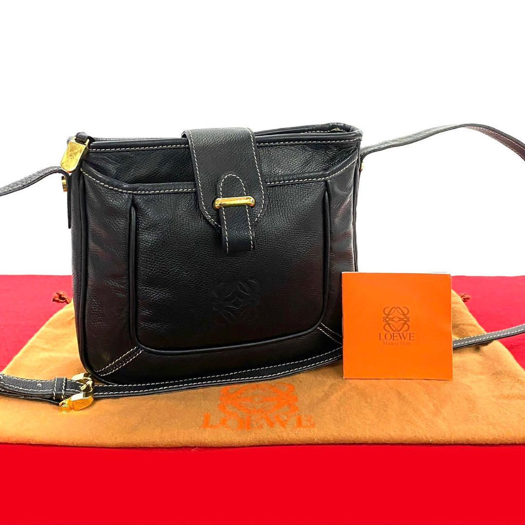 Loewe Anagram Logo Mini Leather Shoulder Bag Black Vi… - Gem