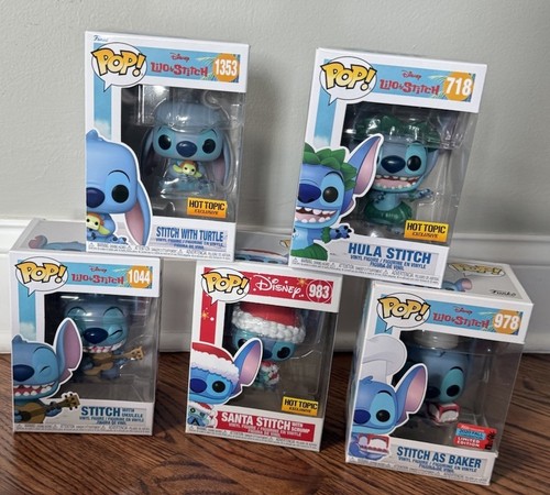 5 Lilo & Stitch Funko Pops W/Turtle,Baker,Hula,Santa,Ukulele | eBay
