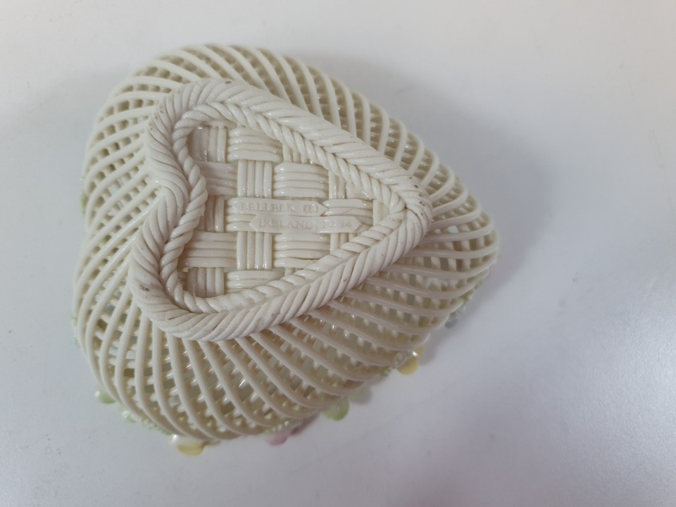 Belleek Porcelain Mulit Coloured Heart Shaped Trinket Basket | eBay UK