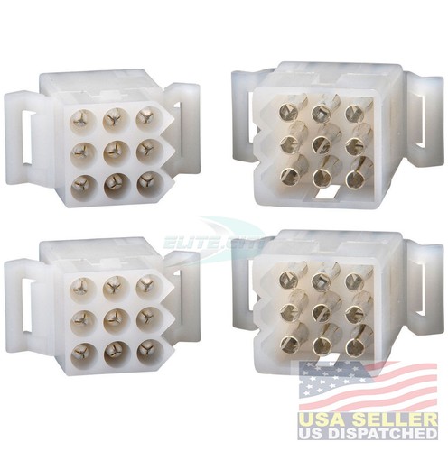 9 Pin Molex Connector Lot , 2 Matched Sets, w/18-22 AWG .093" Pins ...