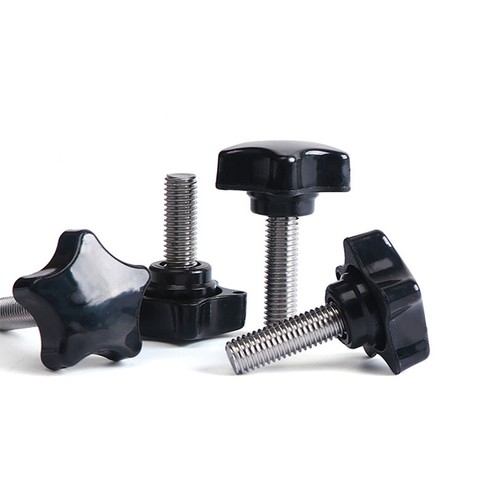 Plastic Black Thumb Screw M5 M6 Male Thread Pentagram Star Knob Grip ...