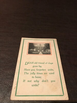 VINTAGE POSTED POSTCARD DEAR OLD FRIEND OF DAYS GONE BY / 1912 | eBay