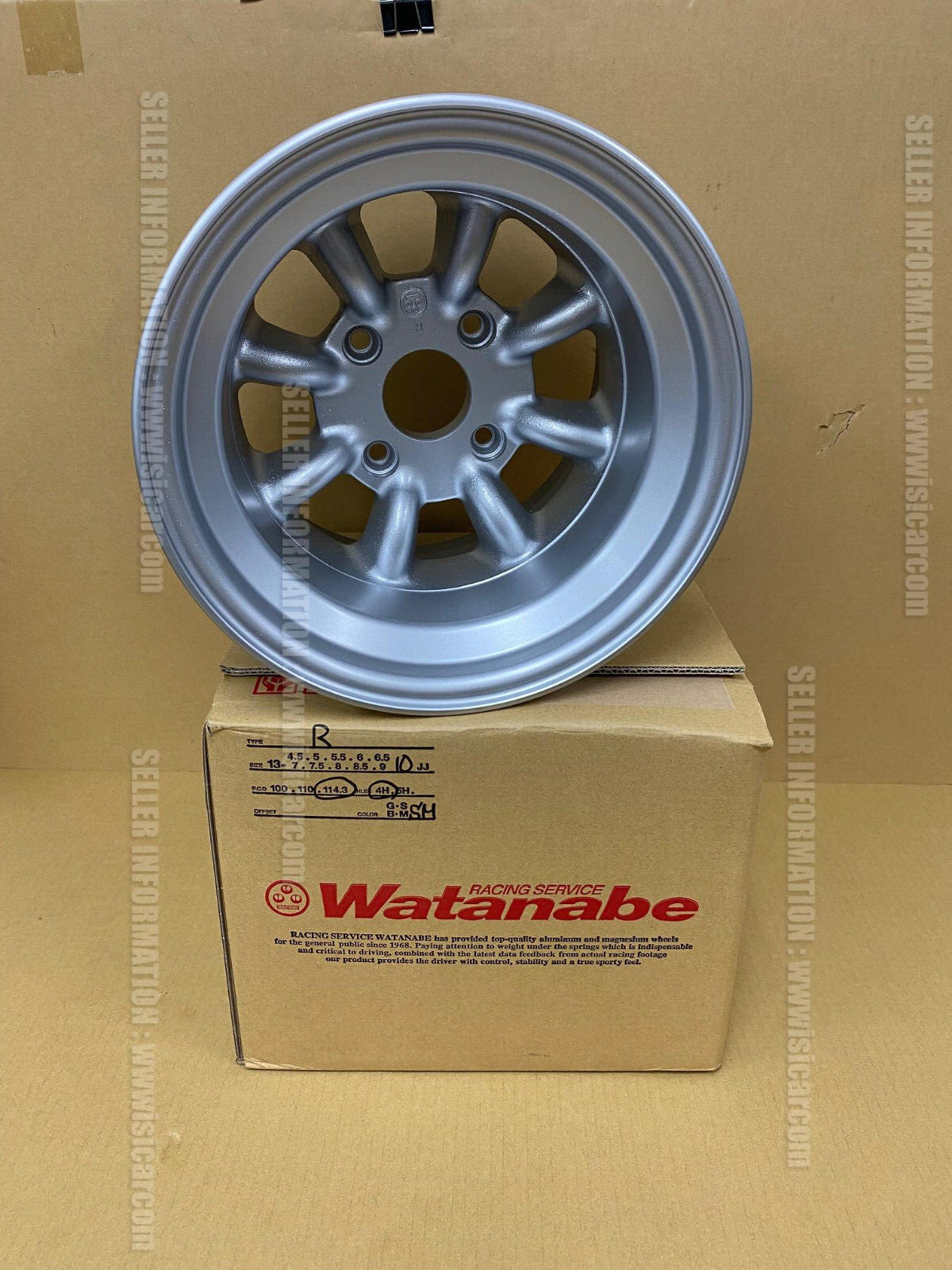 RS WATANABE EIGHT SPOKE R-TYPE WHEEL X1pc 13x10 PCD 114.3 4H SILVER ...