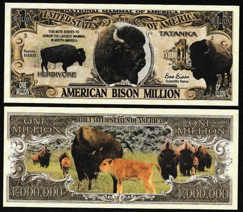 BUFFALO American Bison Million Dollar Bill Funny Money Novelty Note ...
