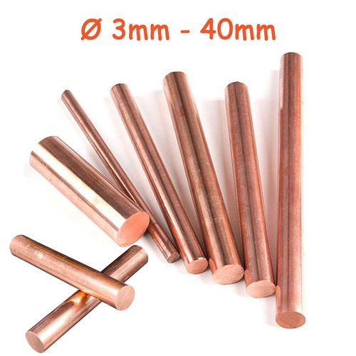 Copper Round Solid Rod Bar Ø 3/4/5/6/7/8/9/10/12/14/15/16/18/20-40mm ...