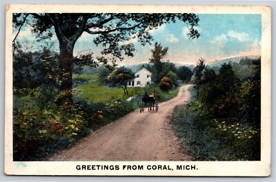 Coral Michigan~Cars On Road By Home~Vintage Postcard | eBay