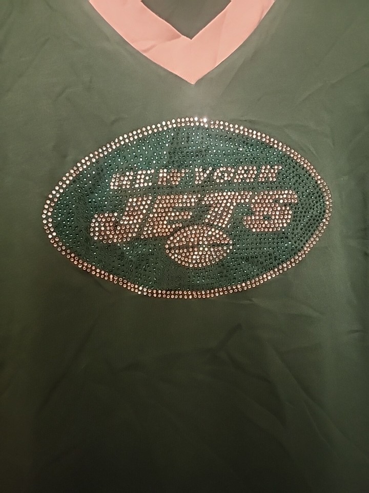 Nfl Team Apparel Women’s Rhinestone V Neck T Shirt New York Jets Size L ...