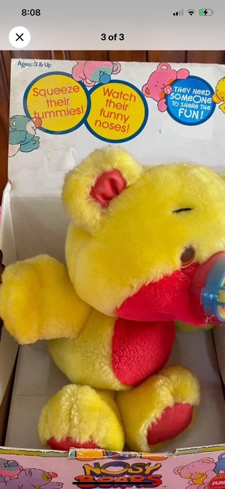 NEW VTG PlaySkool 1987 Nosy Bear Spinning Race Car/Hot Rod Plush ...