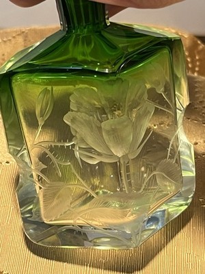 Moser Green Intaglio Cut Crystal Perfume Bottle | eBay